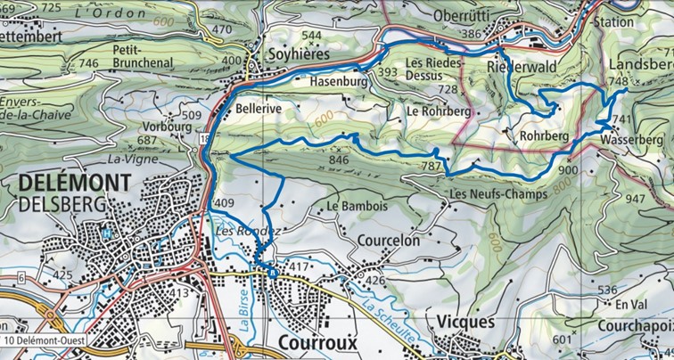 Boucle à vélo : Courroux – Wasserberg – Delémont région